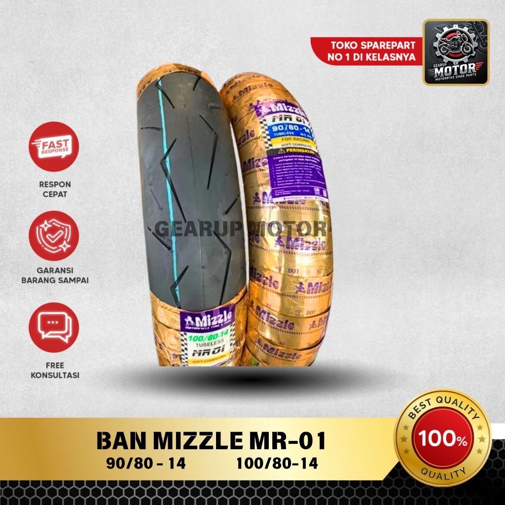 Jual BAN MIZZLE MR01 MR 01 90/80 RING-14 100/80 RING 14 BAN DONAT ...