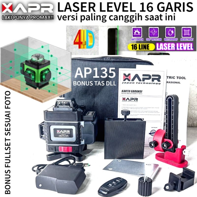 Jual Laser level 16 line apr ap135 leveling sudut siku kerataan dan ...