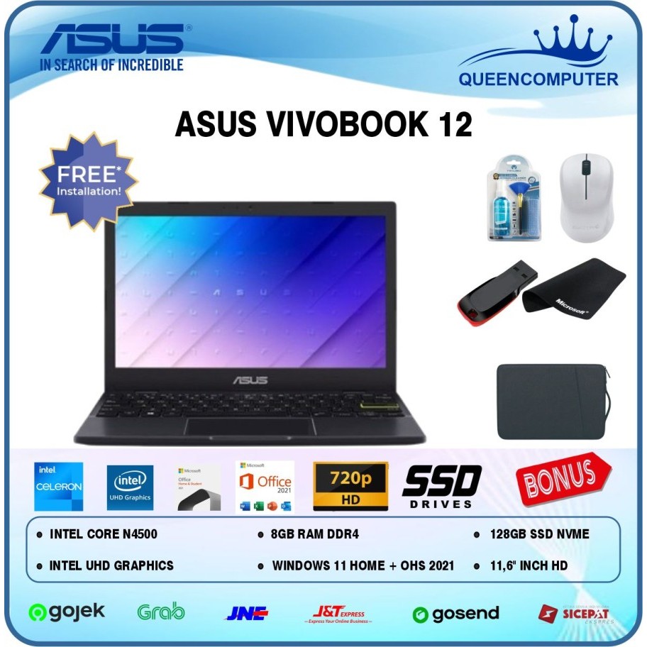 Jual PROMO Laptop Asus Vivobook Go 12 Intel N4500 8GB SSD 128GB W11 OHS ...