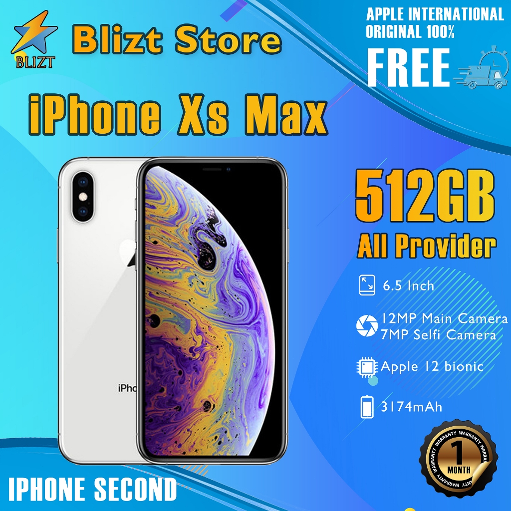 Jual iPhone Xs Max 512GB Fullset AllSim Silent Original100% Second ...