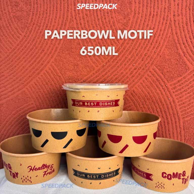 Jual Paper Bowl Motif Printing 650ml + Tutup – Mangkuk Kertas Food ...