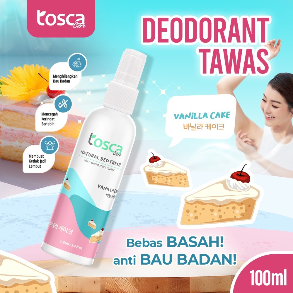 Jual [NEW LAUNCH] TOSCA Natural Deodorant Tawas Spray 100ml Vanilla ...