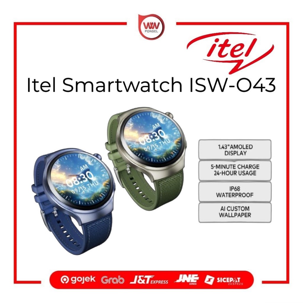 Jual Itel Smartwatch O43 Smartwatch 1.43 inch AMOLED Touch Screen IP68 ...
