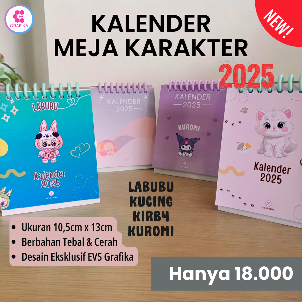 Jual [PROMO] Kalender Meja Tahun 2025 Lucu Karakter Labubu Kucing ...