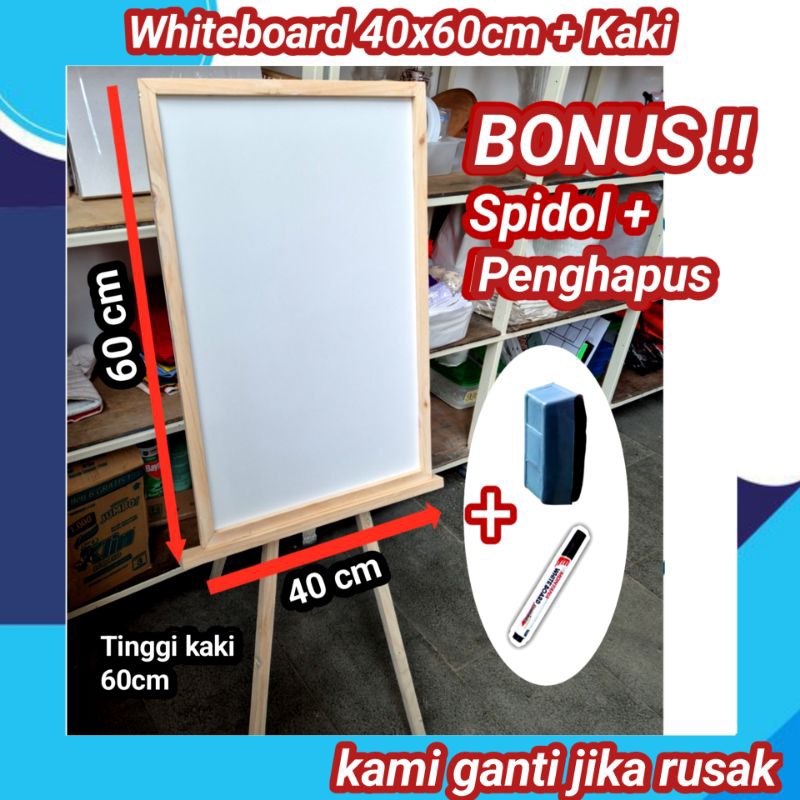 Jual Papan Tulis Whiteboard 40x60cm + Stand (Gratis Spidol & Penghapus ...