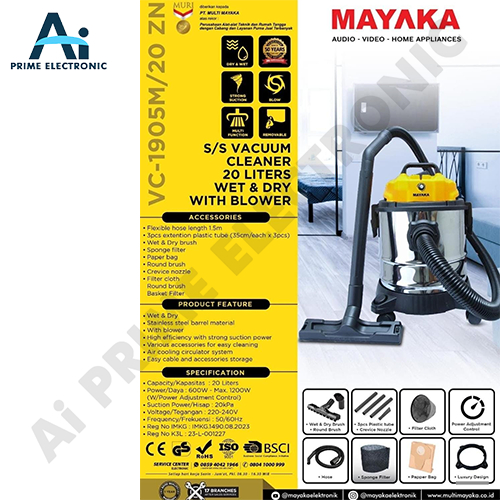 Jual ORIGINAL MAYAKA VC 1905M 20 ZN Vacum Cleaner Dry and Wet Basah dan ...