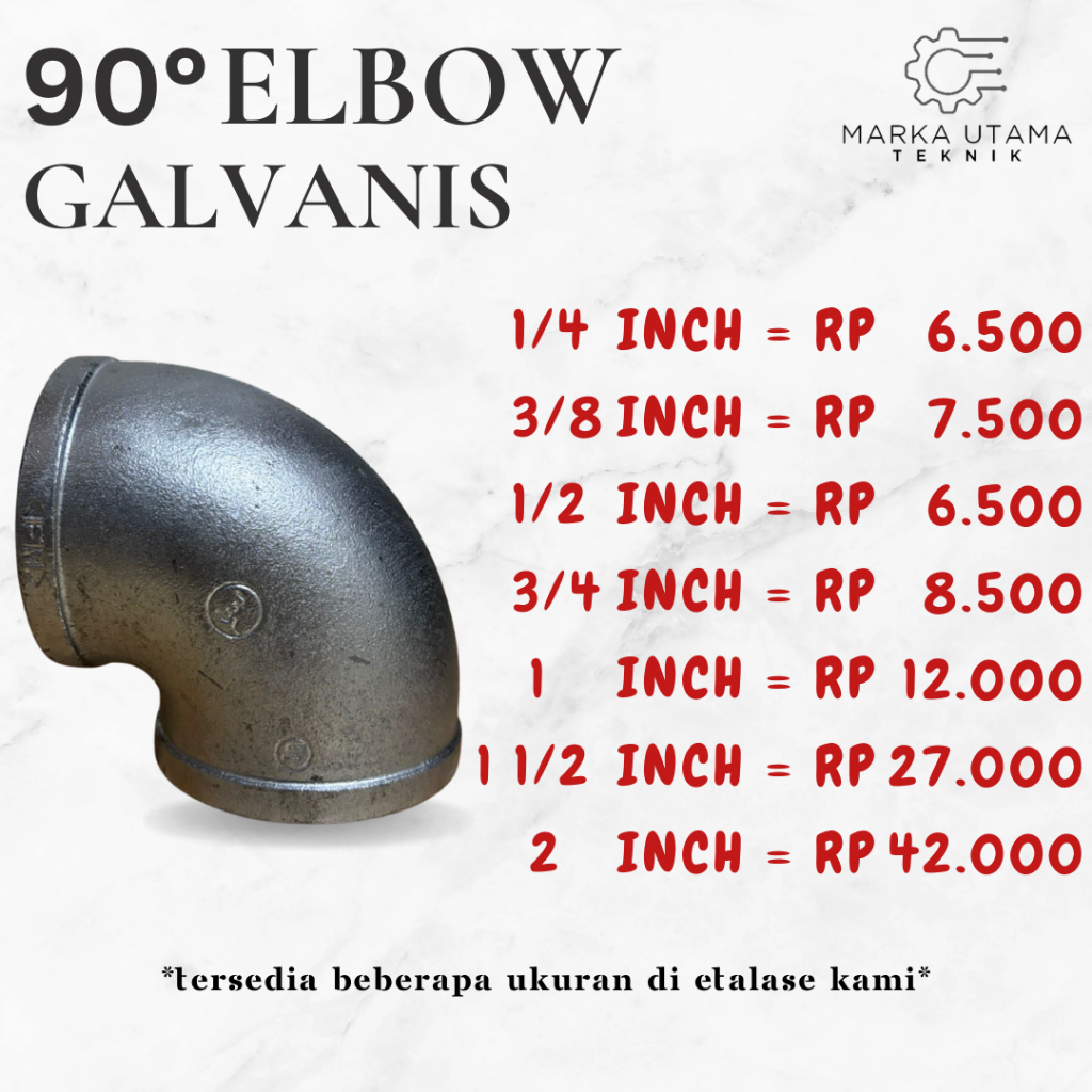Jual Elbow / Knie / Knee Galvanis Besi Drat Dalam 90 deg Keni Galvanize 1/4" 3/8" 1/2" 3/4" 1" 2 ...