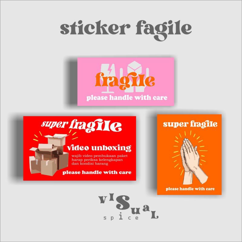 Jual [Visual Spice] Stiker Fragile Aesthetic / Label Sticker Fragile ...