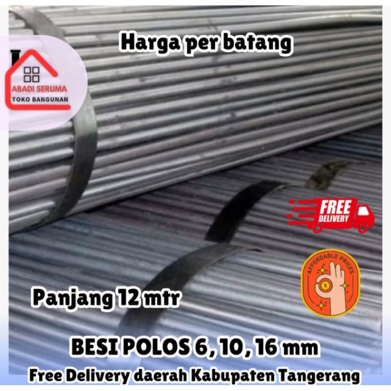 Jual (TERMURAH) BESI 10 , 6 , 16 POLOS / BESI BETON 6 mm , 16 mm / BESI ...
