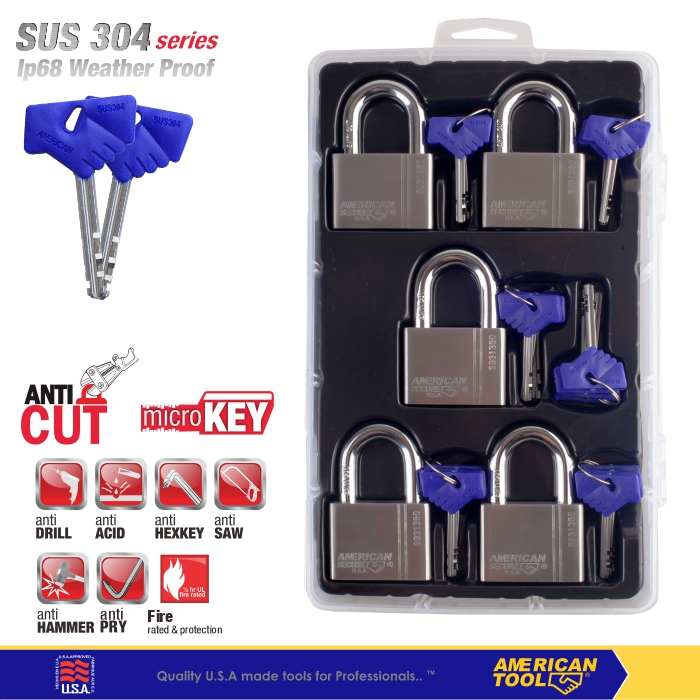 Jual American Secure Gembok Master Key 50mm Gen 5 Isi 5 Pcs S931350MK5 ...