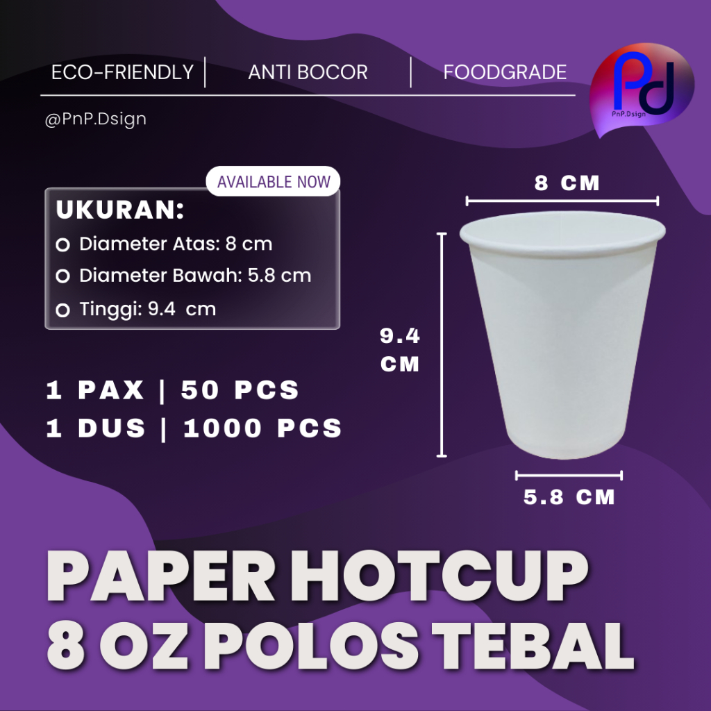 Jual Paper Hot Cup Gelas Kertas 8 oz 240 ml Polos Tebal isi 50 pcs | Shopee Indonesia