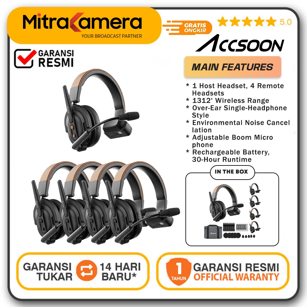 Jual Accsoon CoMo SE Full-Duplex 5-Person Wireless Intercom System (2.4 ...