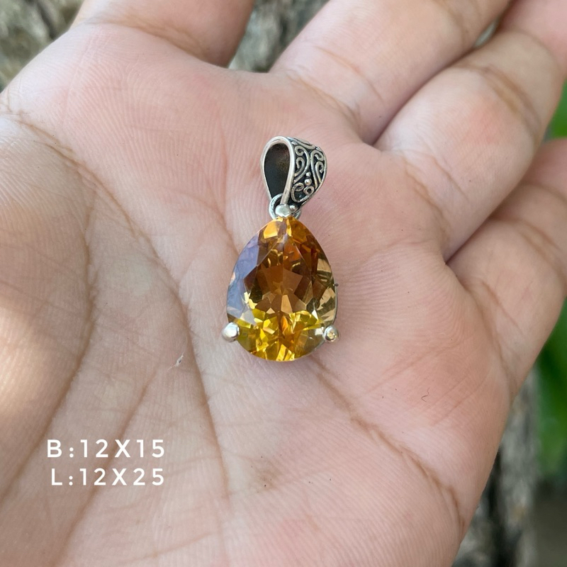 Jual Liontin Pendant kalung batu permata natural citrine citrin tetes ...