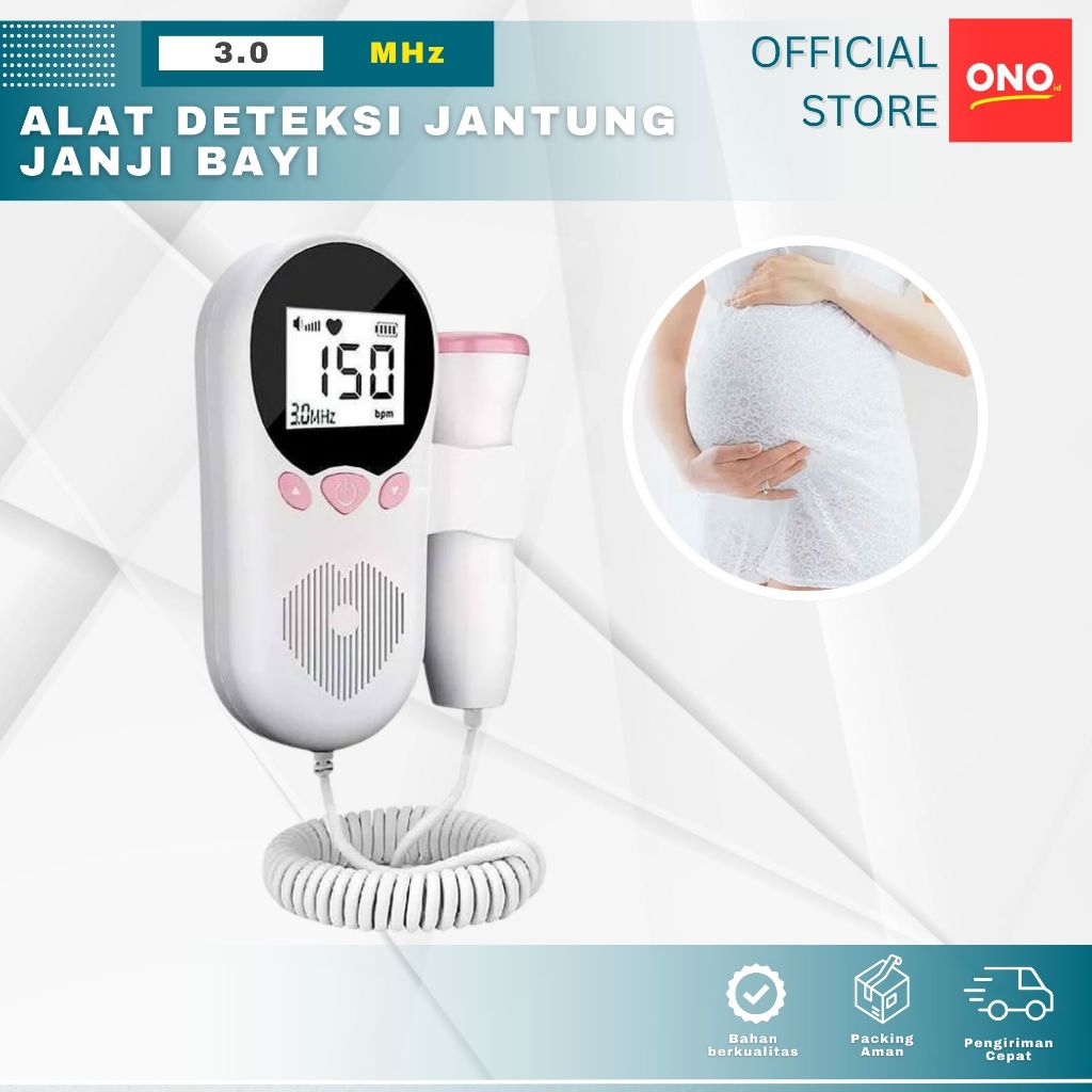 Jual ONOID Alat Deteksi Detak Jantung Janin 3.0MHz Bayi Fetal Doppler Baby Heart Detector 3.0 ...