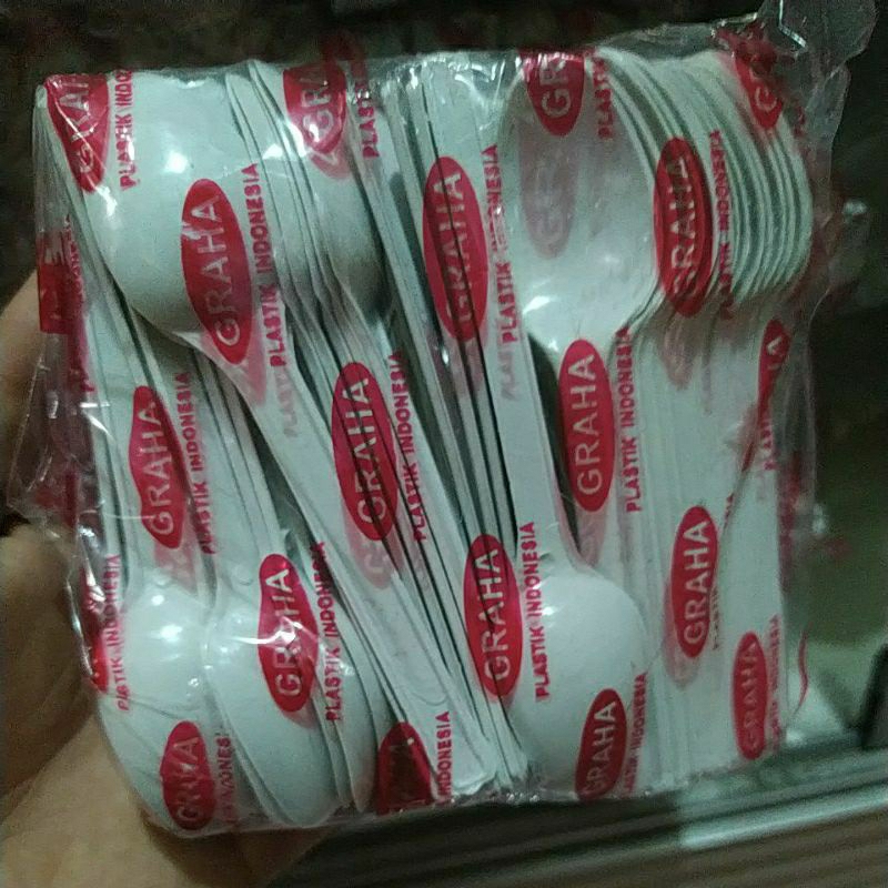 Jual sendok teh plastik tanggung graha putih butek isi 100pcs | Shopee ...