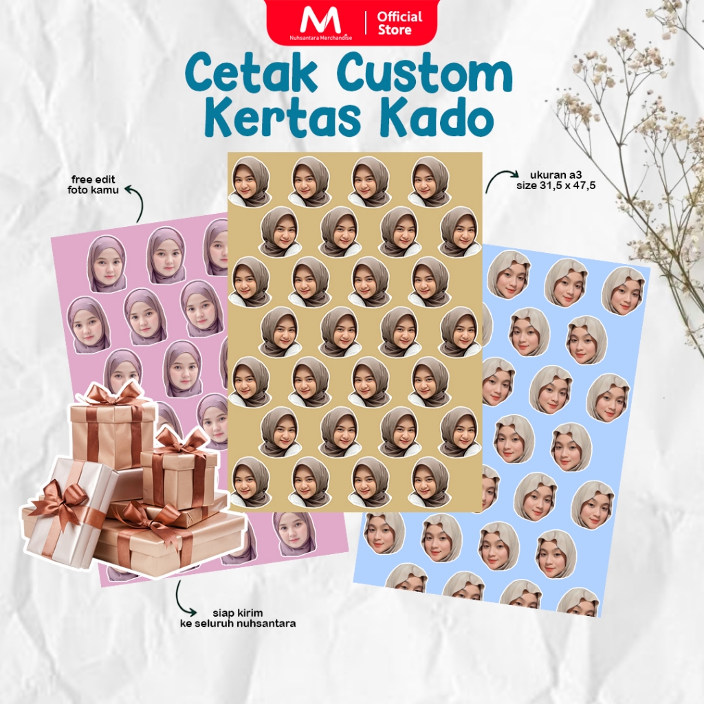 Jual [1HARI JADI] - Kertas Kado Custom Wajah Estetik Tanpa Minimal ...