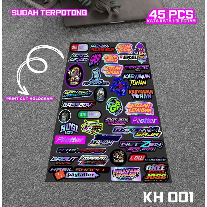 Jual Stiker Racing Bengkel Pack Hologram vinyl kode KH 001 | Shopee ...