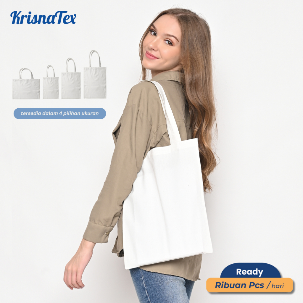 Jual Krisnatex Tote Bag Blacu Polos - Tas Belanja Kain Goodie Bag ...