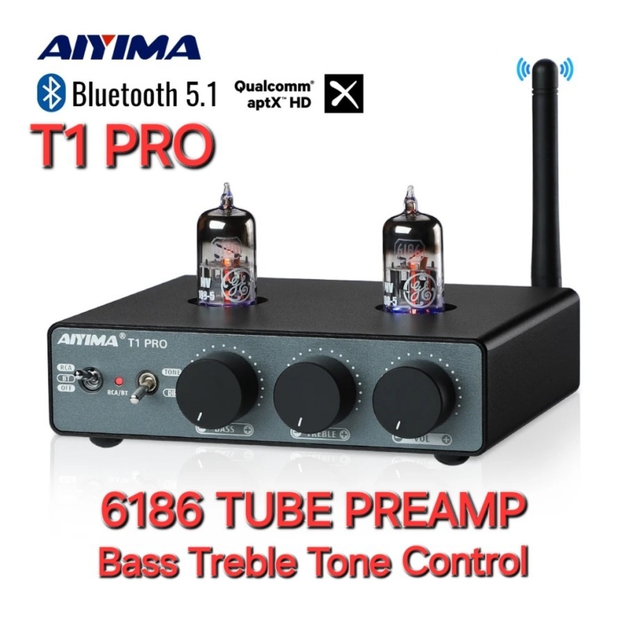 Jual AIYIMA T1 PRO 6186 Tube Vacuum Preamp BT5.1 QCC3040 w/ Bass Treble ...