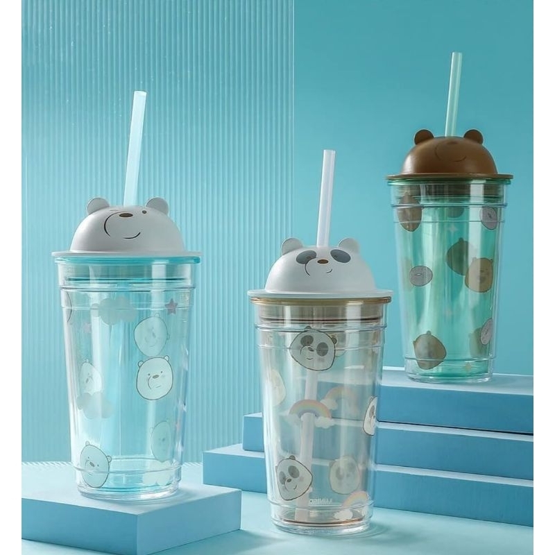 Jual MINISO WE BARE BEARS TUMBLR WITH STRAW 440ml WATER BOTTLE BOTOL ...