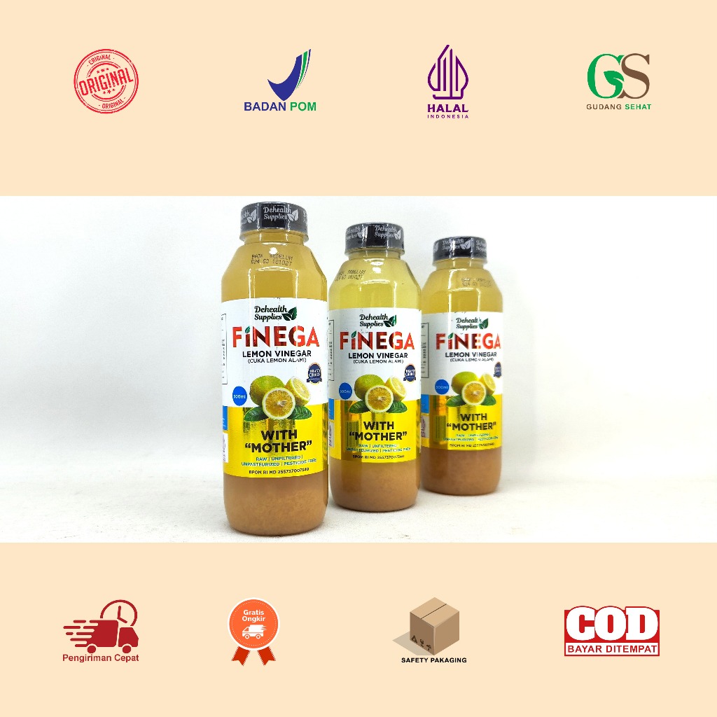 Jual Manado FINEGA Lemon Vinegar With Mother Isi 500 ML Botol Plastik ...