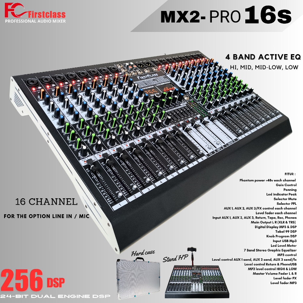 Jual Mixer Audio 16 Channel Mono Mixing Console Firstclass MX2 PRO 16S ...