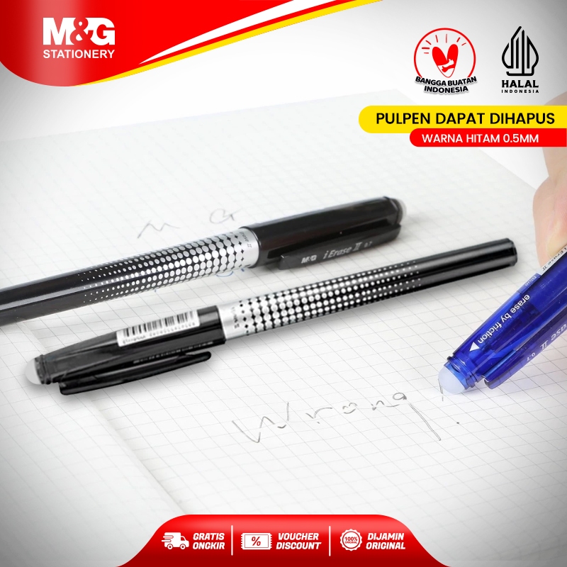Jual M&G Pulpen Dapat Dihapus Erasable Gel Pen Warna Hitam 0.5mm Pena Tinta Hitam Dilengkapi ...