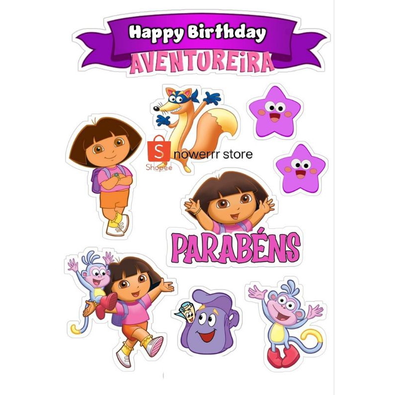 Jual DORA/Topper Cake Dora Custom Nama/Hiasan Cake Ultah Dora | Shopee ...