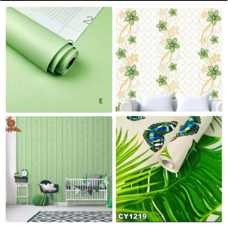 Jual Wallpaper Dinding Warna Hijau Wallpaper Polos Wallpaper Salur Wallpaper Bambu Wallpaper ...