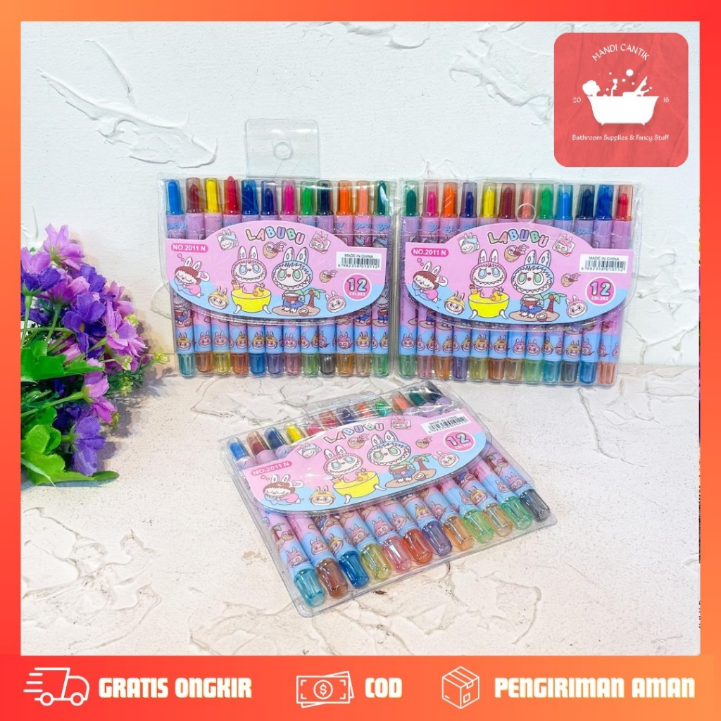 Jual Krayon mini twist labubu isi 12 pcs MN-1769 / Crayon Putar isi 12 ...
