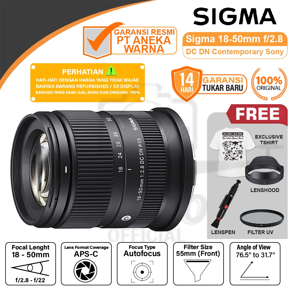 Jual Lensa Sigma 18-50mm f2.8 DC DN Contemporary Lens for Sony E Mount ...