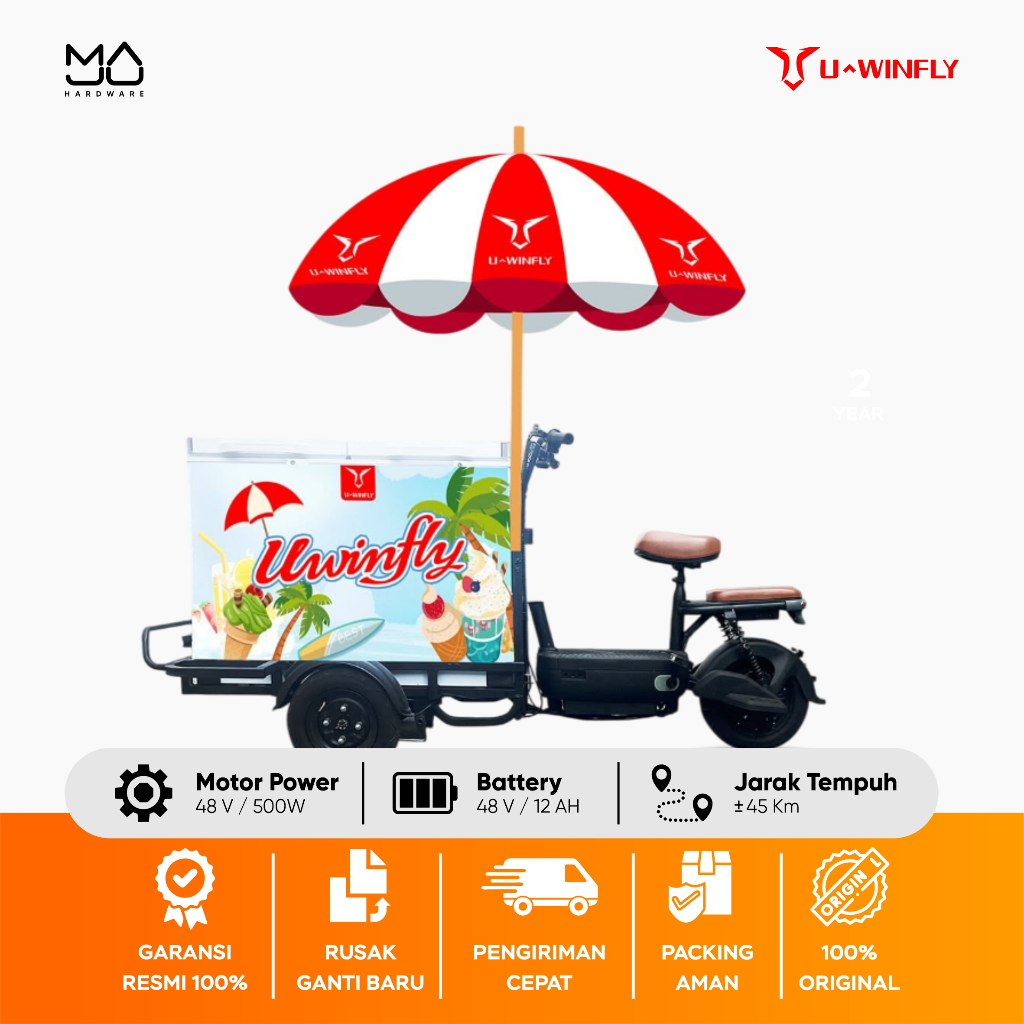 Jual Uwinfly GB - Gerobak Sepeda Listrik 48V/20aH Motor 600Watt Gerobak ...