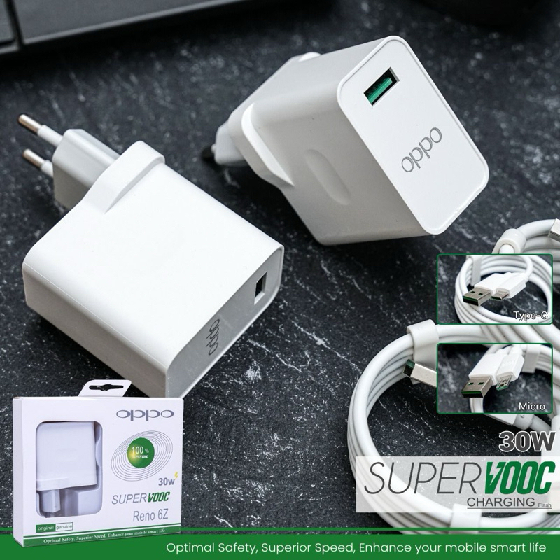 Jual Charger Oppo 30Watt SUPER VOOC FAST CHARGING Carger Micro USB ...