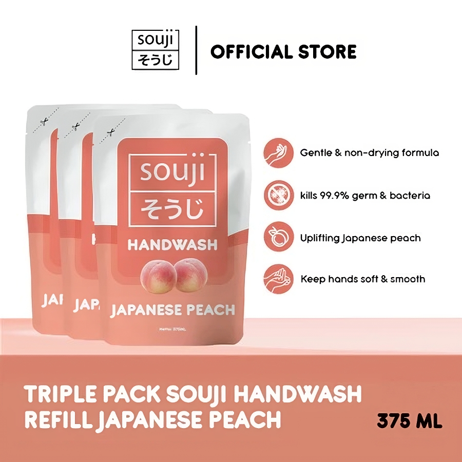 Jual Souji Handwash Japanese Peach Refill 375 ml Triple Pack | Shopee ...
