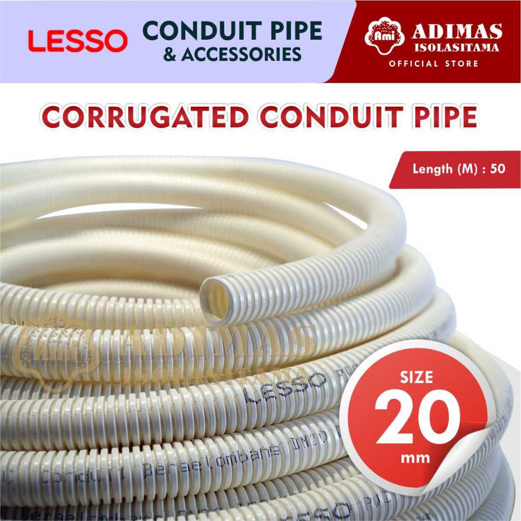 Jual Pipa Conduit Roll Corrugated Merek Lesso 20 mm Panjang 50 Meter ...