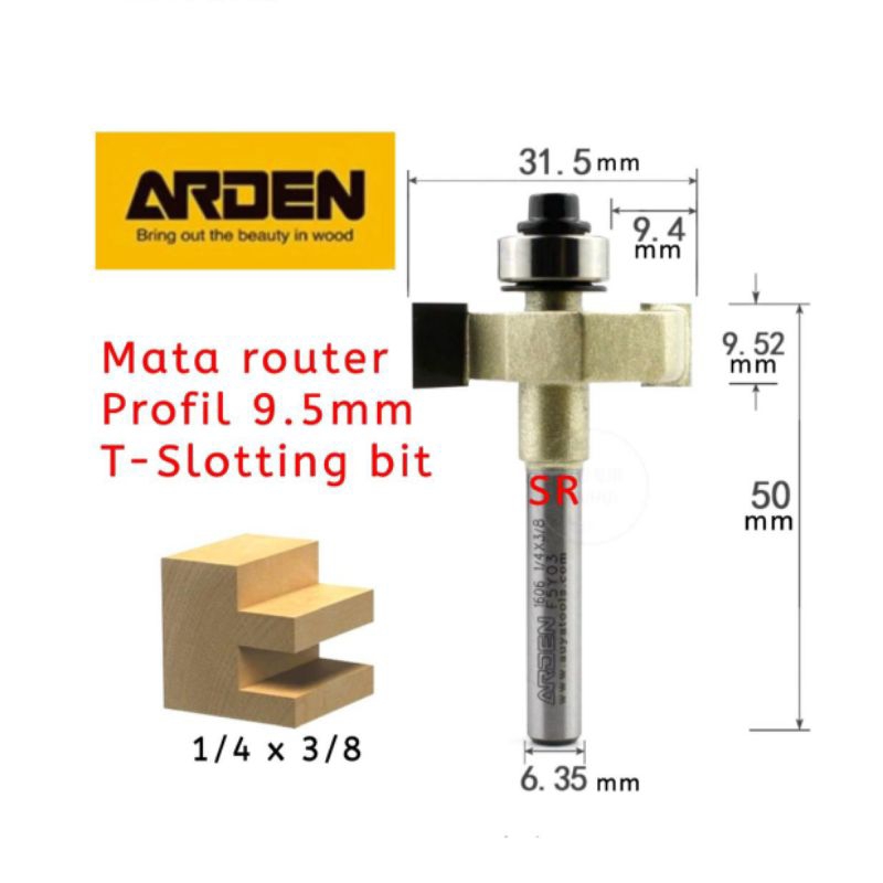 Jual Mata Router/ Profil T Sloting Bit 10mm (1/4 × 3/8) ARDEN | Shopee ...