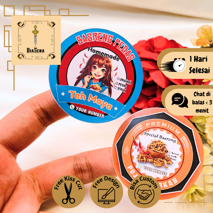 Jual 2-4 Diasena Sticker Print Label Makanan Basreng Free Desain ...