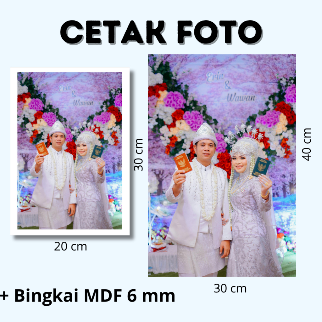 Jual Cetak Foto 12R 30 cm x 40 cm 10Rw 20x30 cm Plus Bingkai MDF 6MM dan Laminasi Tinggal Tempel ...
