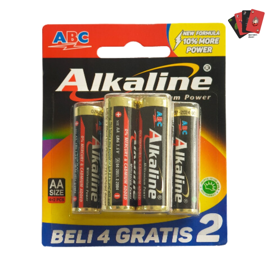 Jual Batu Baterai ABC Alkaline AA / A2 & AAA/A3 Battery 1.5V (4+2) | Shopee Indonesia