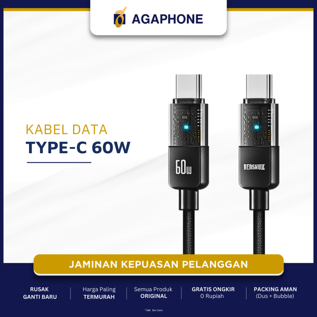 Jual AGA Kabel Data Tipe C to Tipe C 60W PD Fast Charging - RedSkull ...