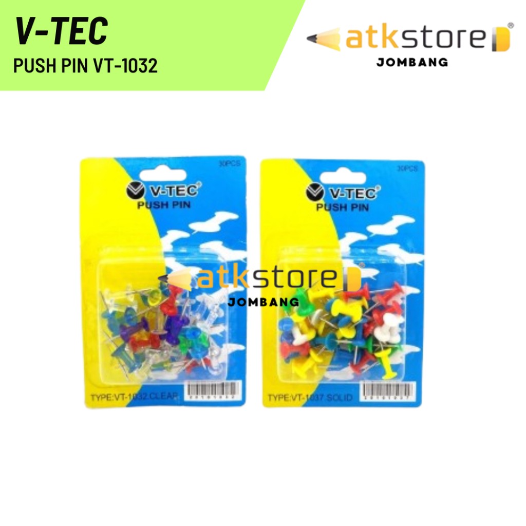 Jual V-TEC Push Pin VT-1032 Clear Kecil / Push Pin Warna / Jarum Tekan ...