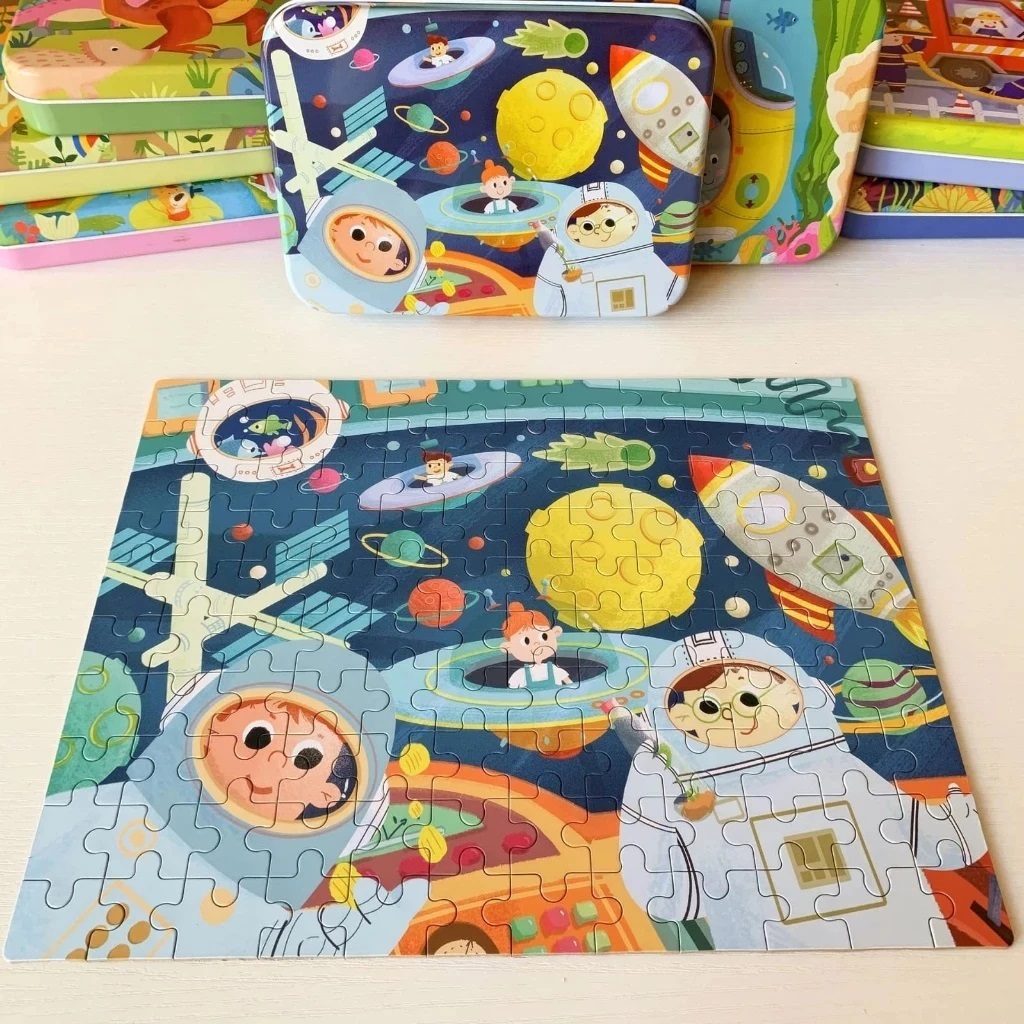 Jual wu - Mainan Anak Puzzle Jigsaw Kayu Susun Gambar isi 60pcs Kotak ...