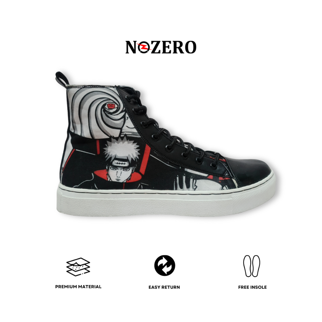 Jual Nozero - Sepatu Akatsuki High Black Sepatu Kanvas Karakter Anime ...