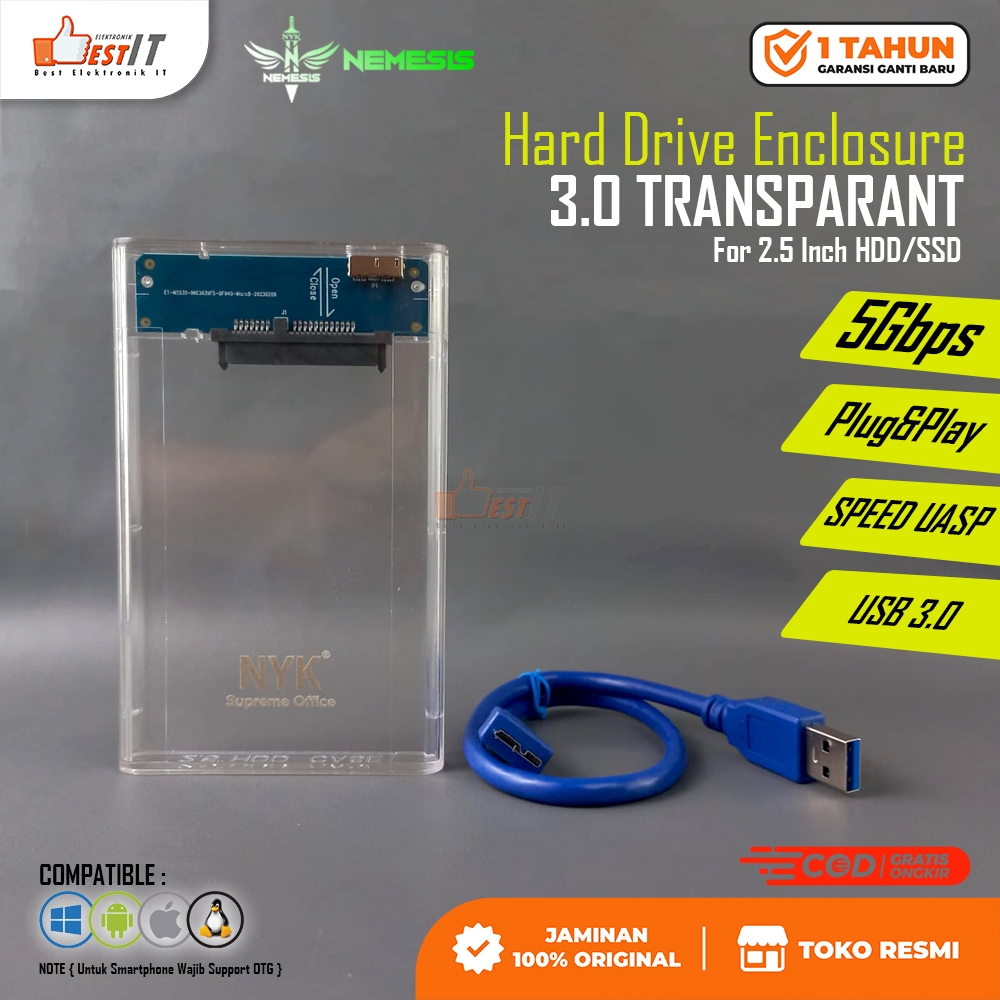 Jual Casing Harddisk External Enclosure versi 3 SATA 2.5 HDD Case Transparant | Shopee Indonesia