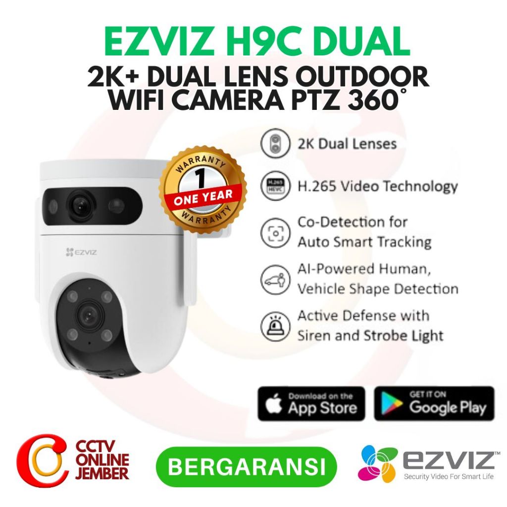 Jual Ezviz H9c Dual-Lens 2K 3MP Smart Home Wifi Pan Tilt IP Camera CCTV ...