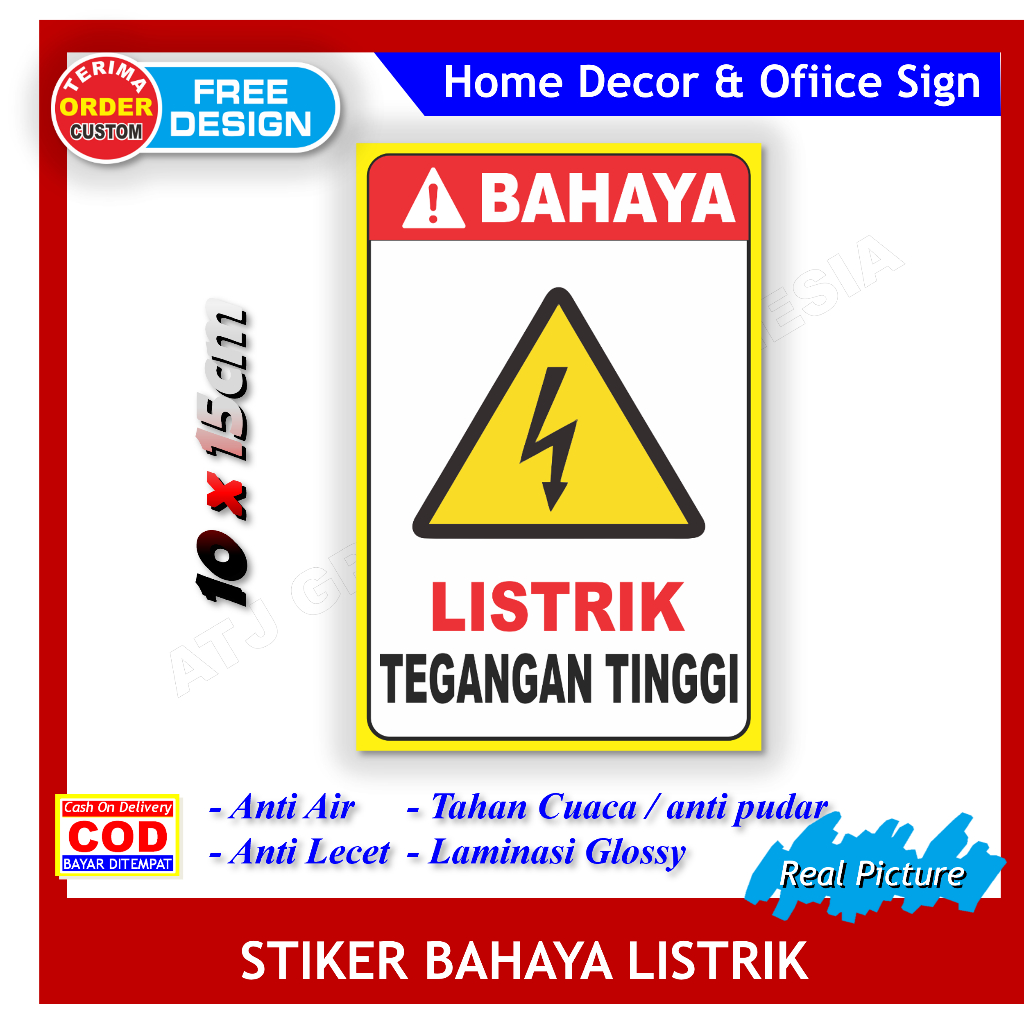 Jual Stiker awas bahaya listrik tegangan tinggi peringatan setrum ...