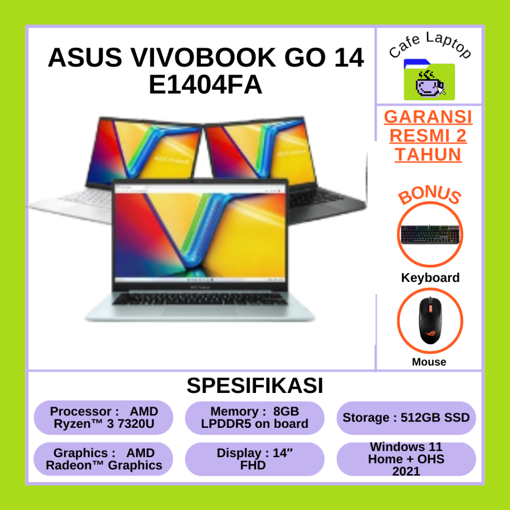 Jual Asus Vivobook Go 14 E1404FA FHD351 FHD352 FHD353 AMD Ryzen 3-7320U ...