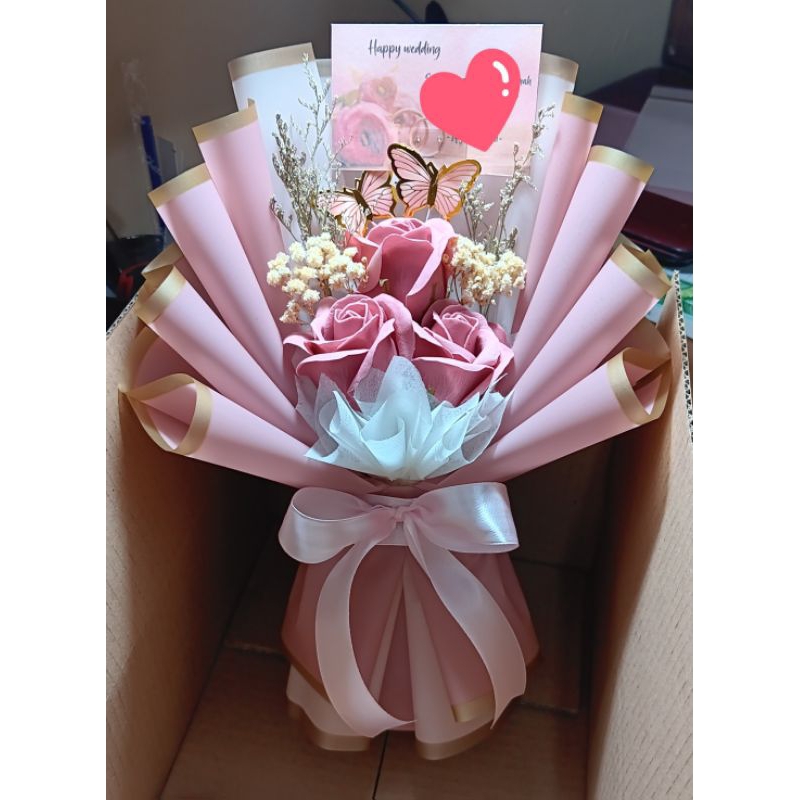 Jual Buket bunga sabun ukuran 32x22 cm SMALL 3 kuntum / buket kado ...