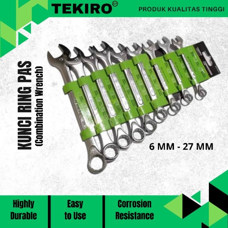 Jual TEKIRO Kunci Ring Pas 6-27 MM (Combination Wrench) 6 7 8 9 10 11 ...