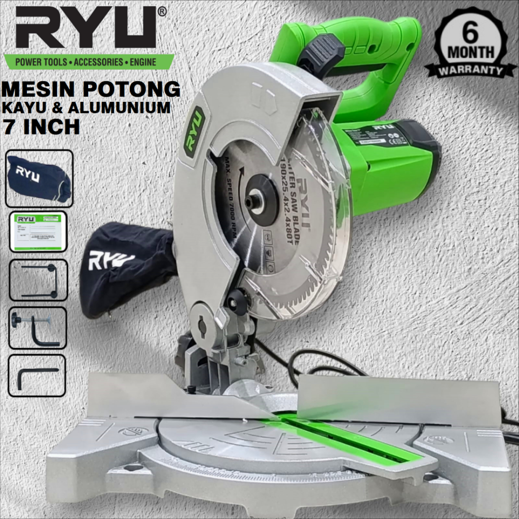 Jual Mesin Gergaji RYU RMS 180 MITER SAW Mitter Mitre Saw Mesin Potong Aluminium Gergaji Sudut ...